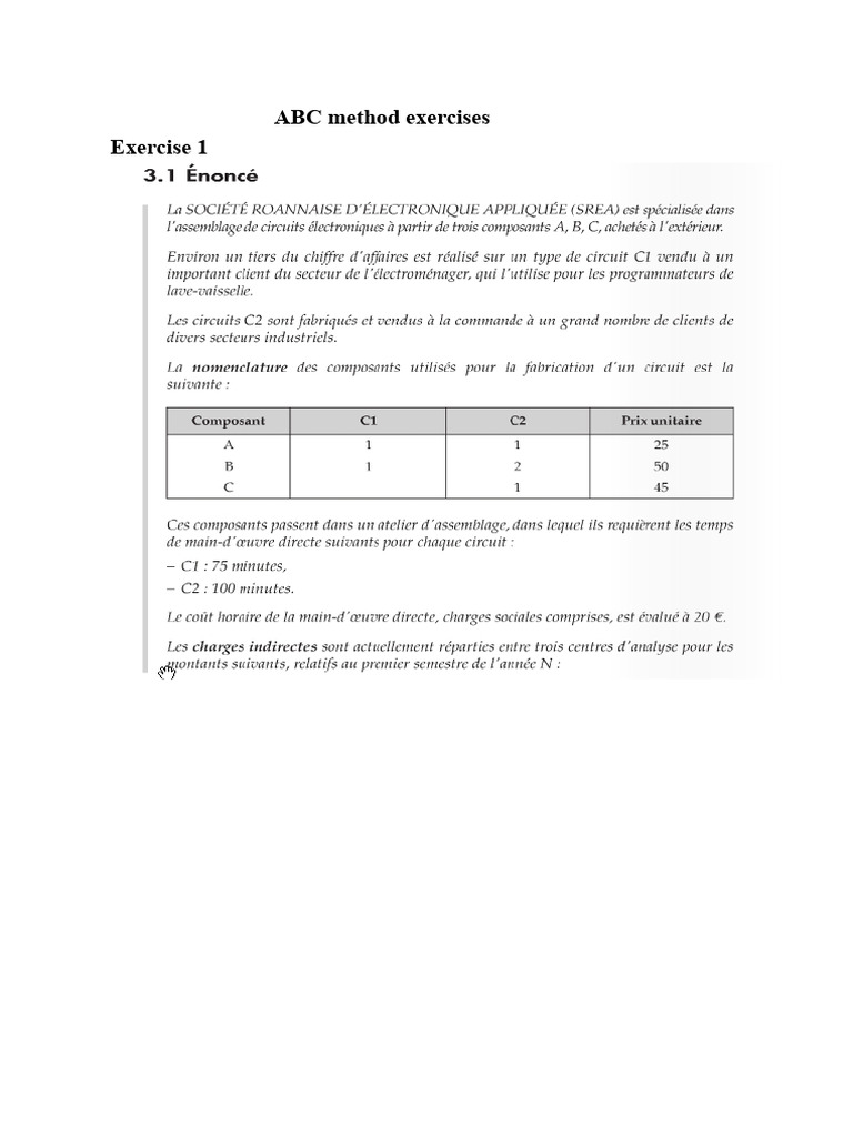 Exercises On The ABC Method | PDF