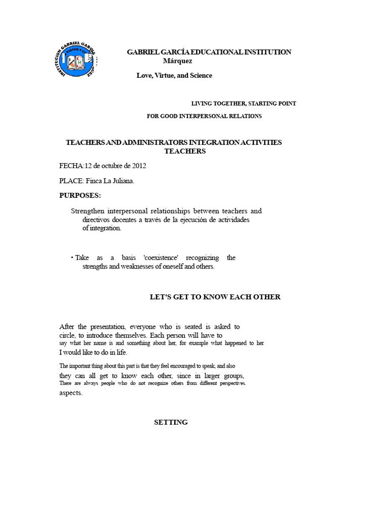 Integration Activities For Teachers | PDF