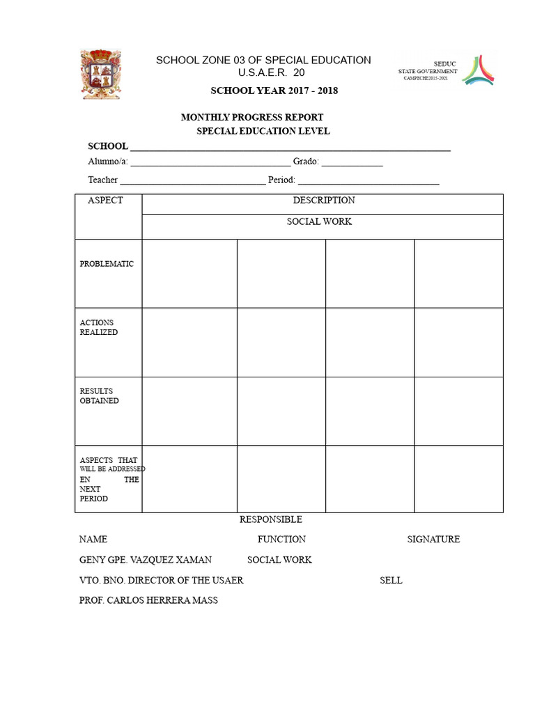 Monthly Progress Report Social Work | PDF