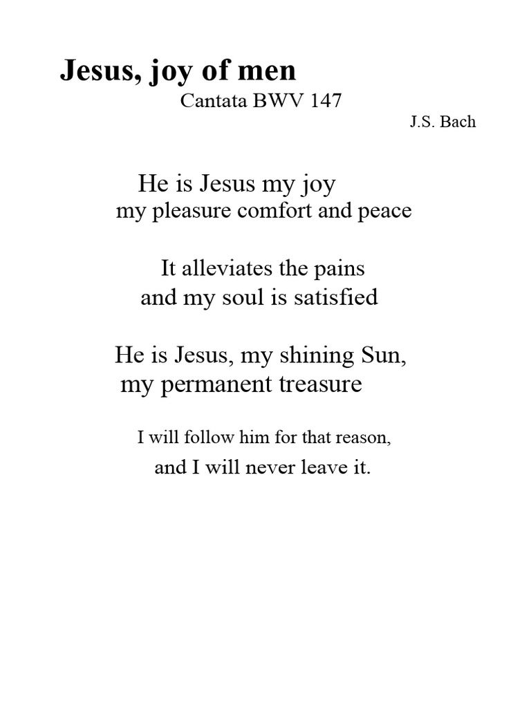 PDF - Lyrics - Jesus, Joy of Man | PDF