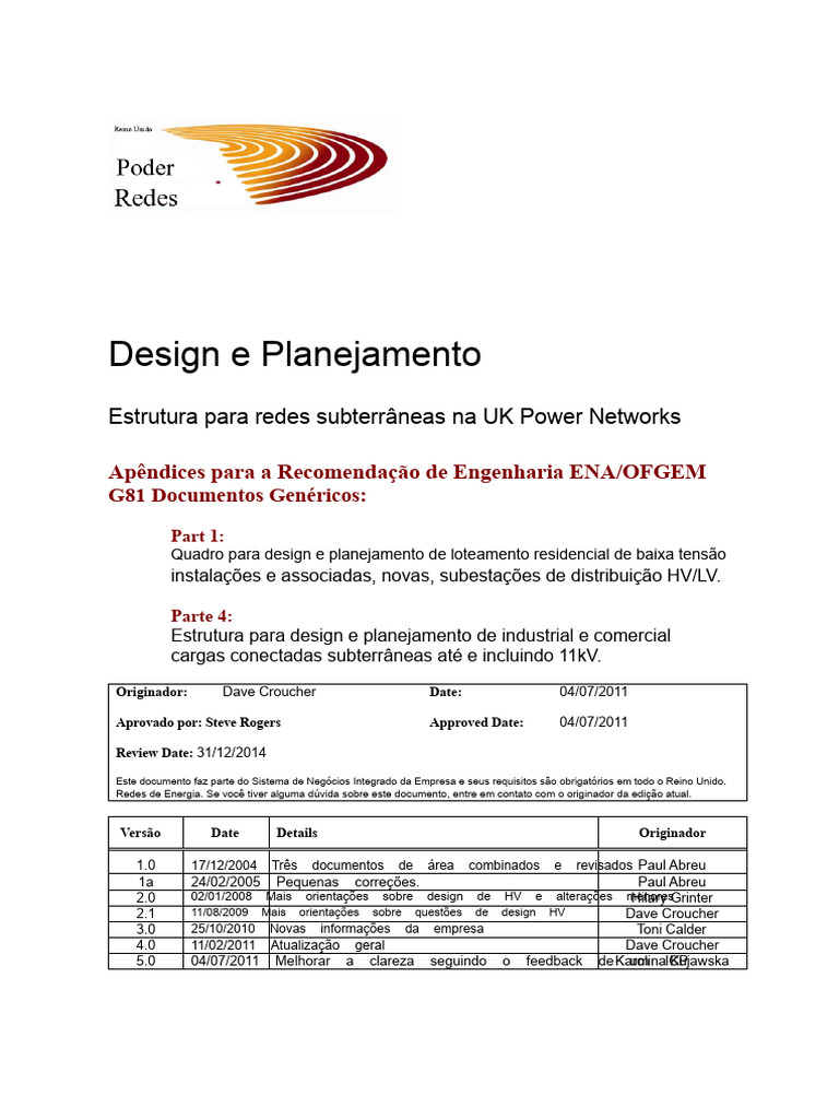 Estrutura de Design para Redes Subterrâneas | PDF | Distribuição de ...
