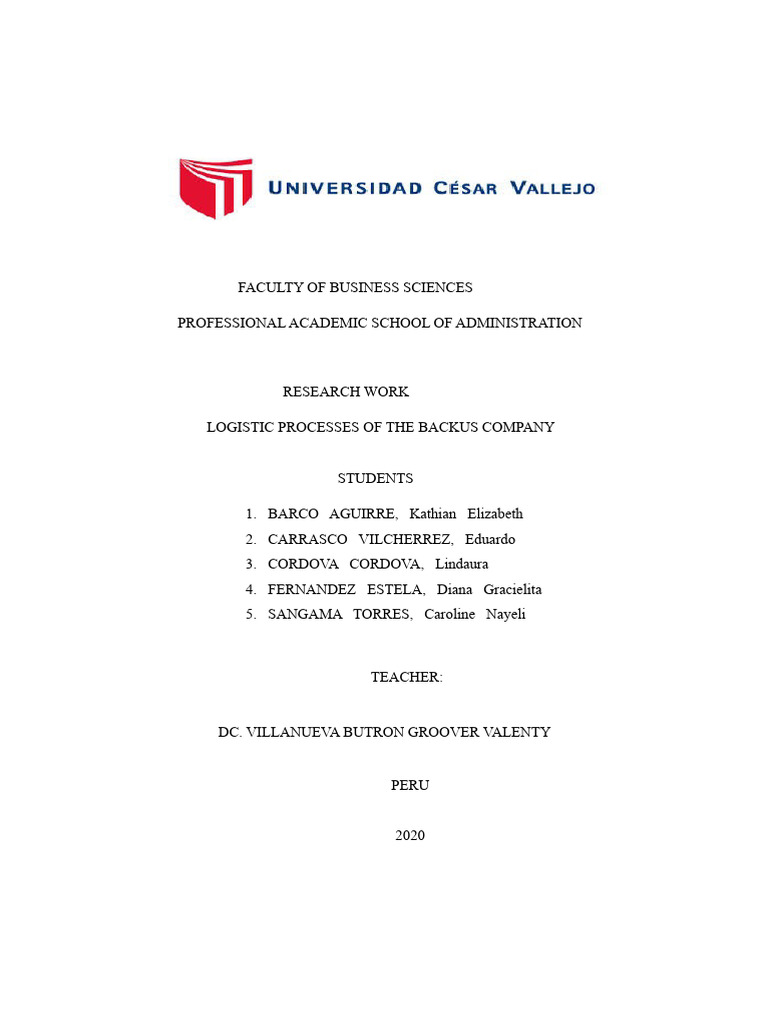 LOGISTICS WORK BACKUS COMPANY COMPLETED.docx | PDF | Brewing | Malt