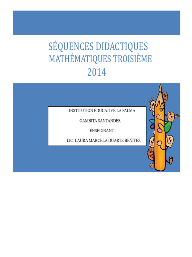 Séquences Didactiques en Mathématiques 3e | PDF | Apprentissage ...