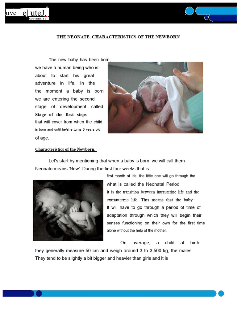Characteristics of The Newborn | PDF | Central Nervous System | Neuron