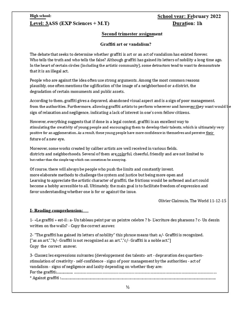 Graffiti art or vandalism 3AS | PDF | Graffiti