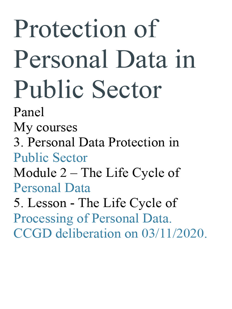 Personal Data Protection in the Public Sector | PDF
