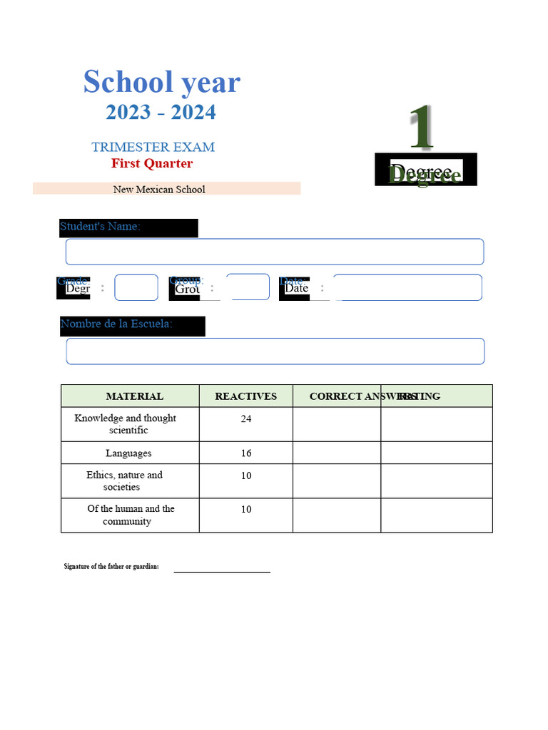 First Grade Trimester I Evaluation | PDF | Linguistics