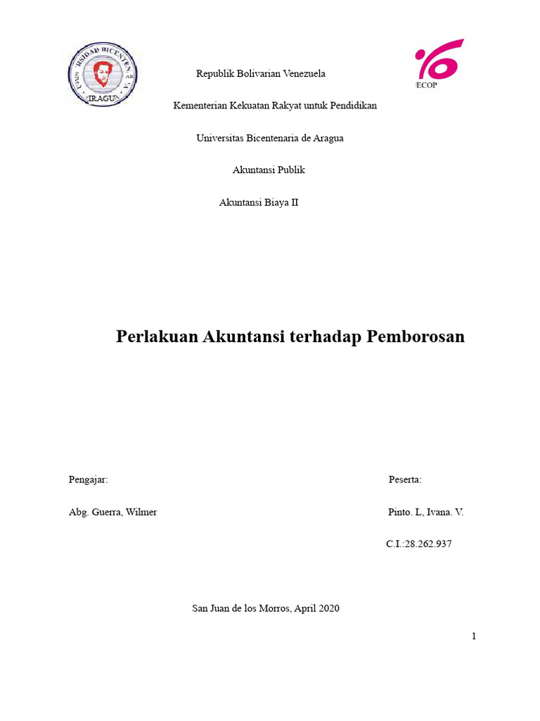 Perlakuan Akuntansi Pemborosan Biaya | PDF