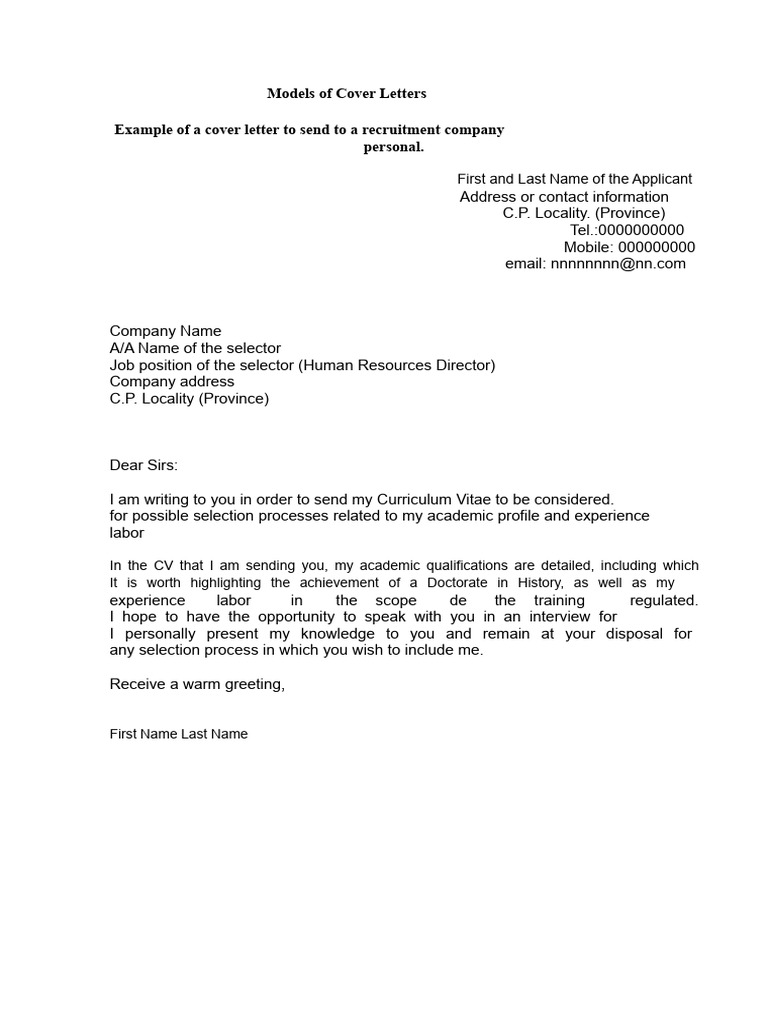 Models of Cover Letters | PDF | Résumé