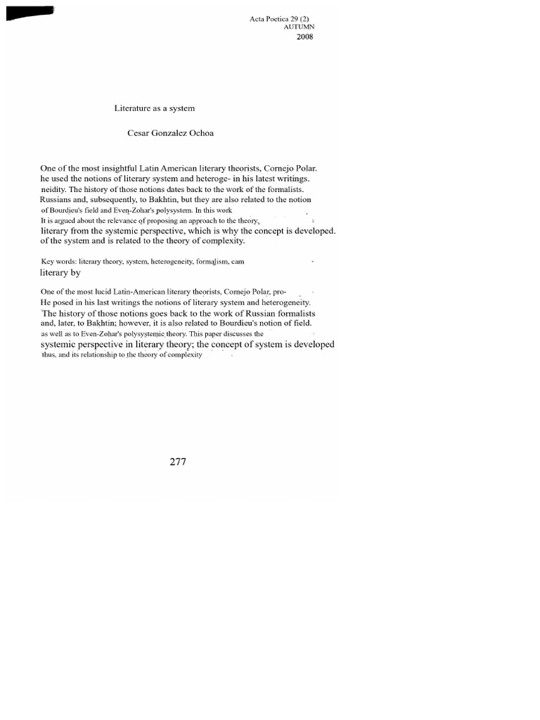 César González - Literature As A System | PDF