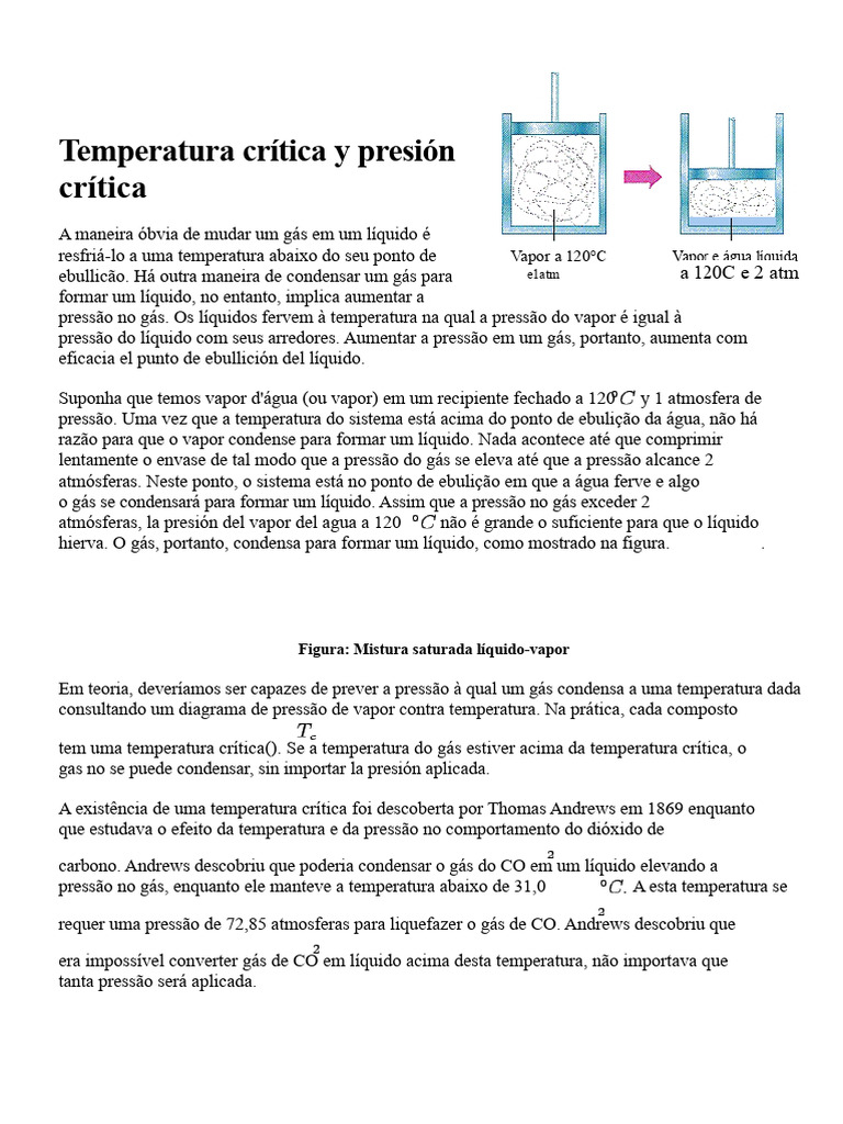 Temperatura e Pressão Crítica de Gases | PDF | Pressão | Vapor