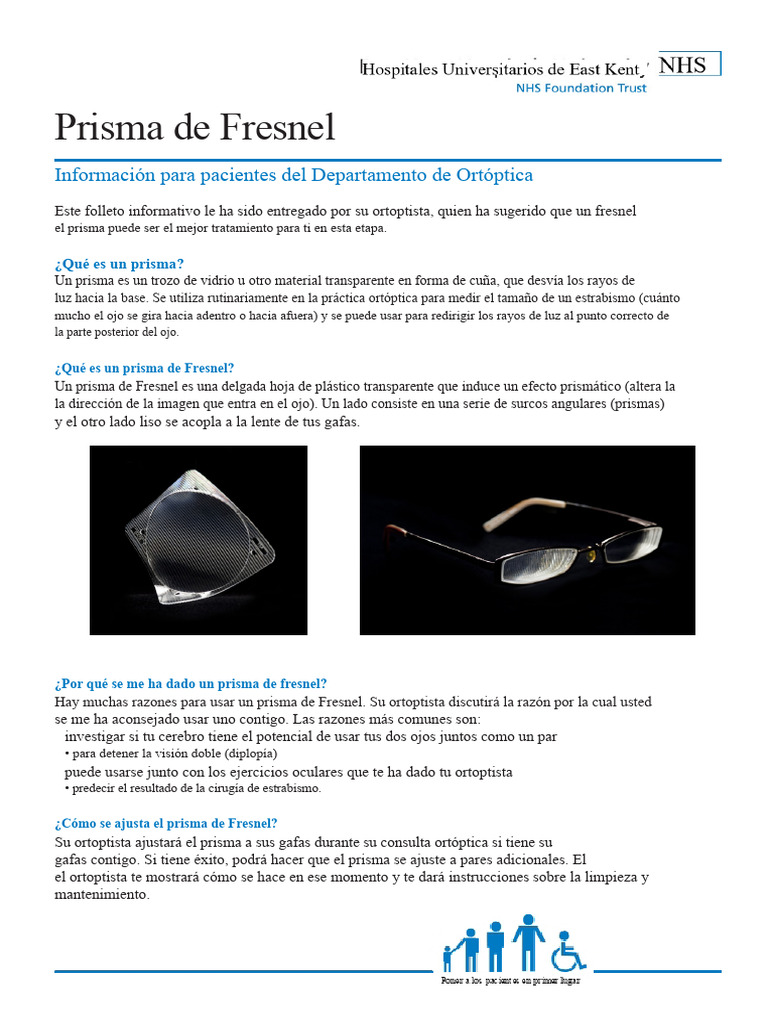 Prisma de Fresnel: Guía para Pacientes | PDF | Lentes | Vidrio ...