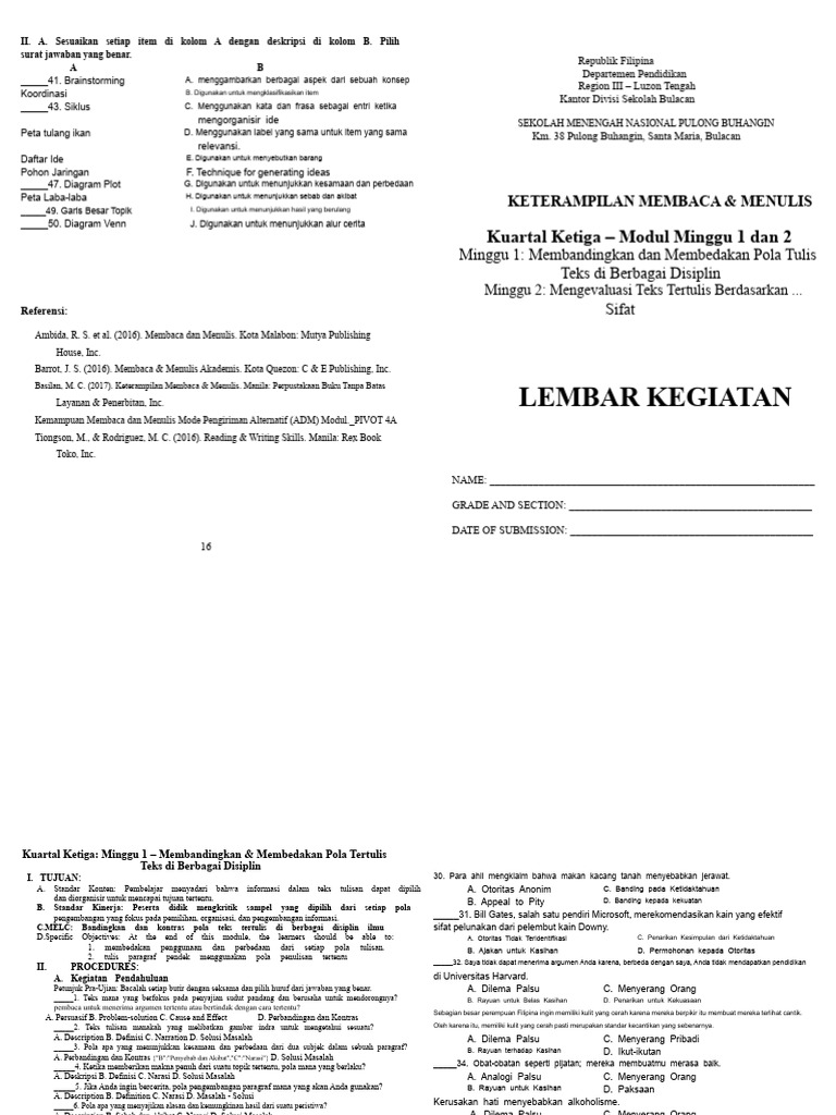 Keterampilan Membaca dan Menulis Modul 3 | PDF