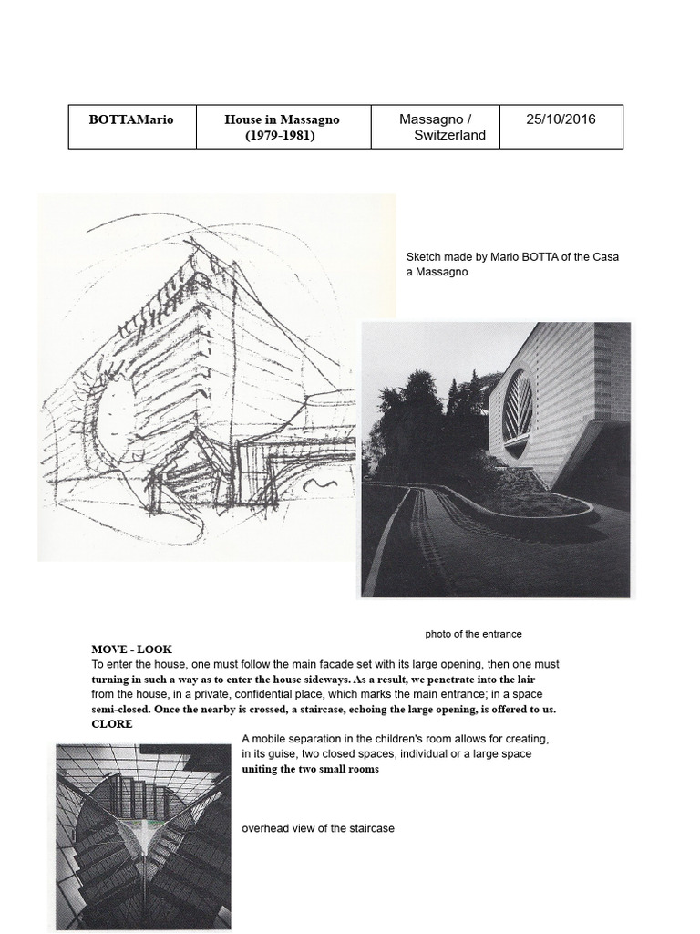 MARIO BOTTA Family House Massagno | PDF