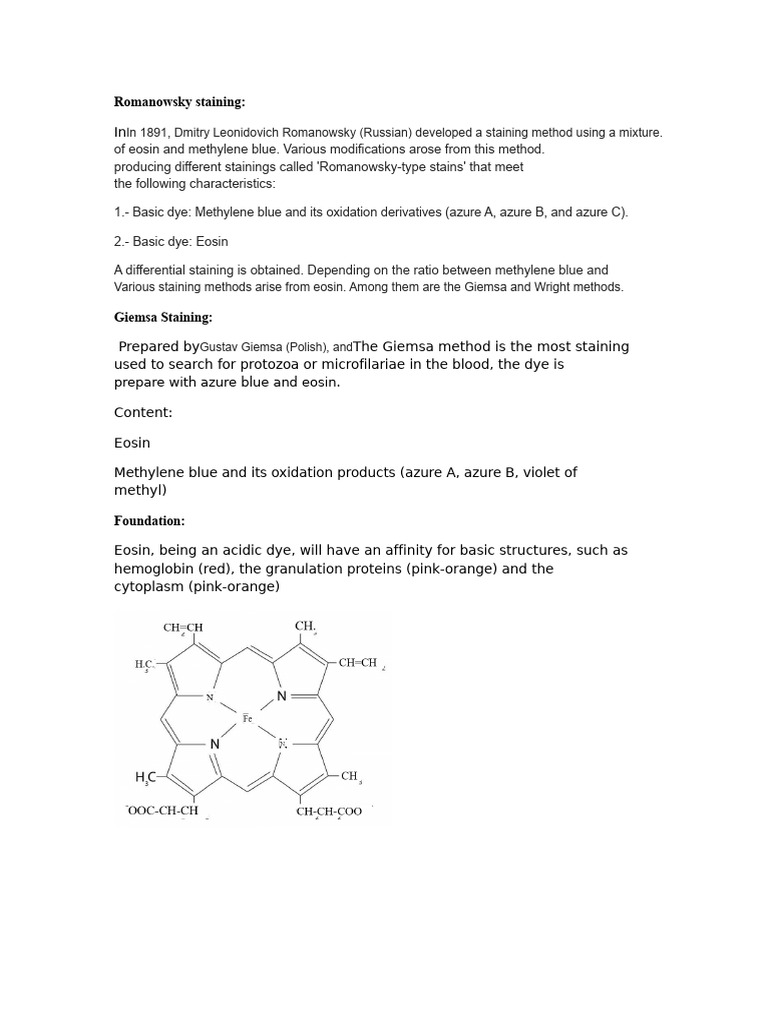 Romanowsky staining for microbiology | PDF