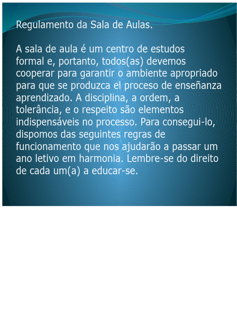 Regras para um Ambiente Escolar Harmonioso | PDF
