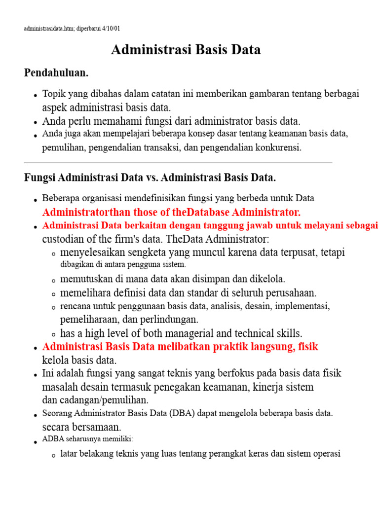 Administrasi Basis Data | PDF