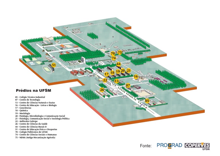 Mapa da UFSM para o Vestibular