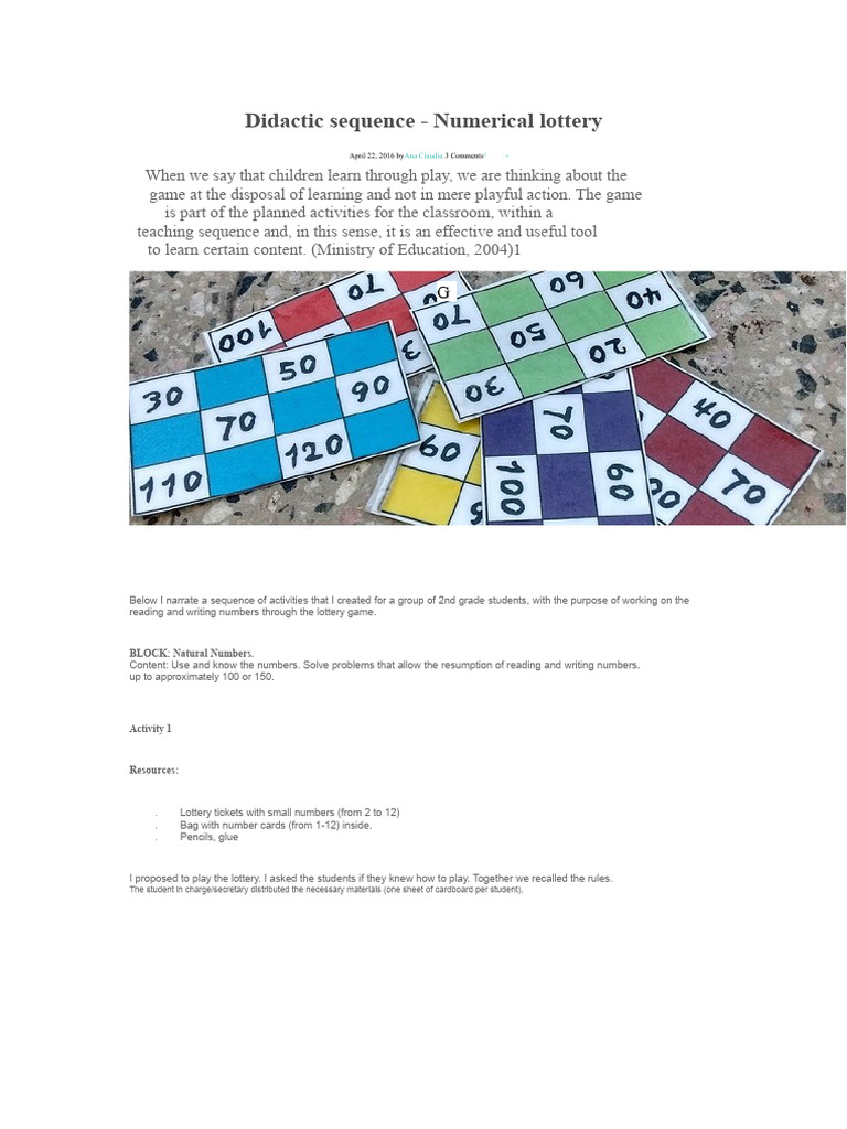 Didactic Sequence Lottery | PDF