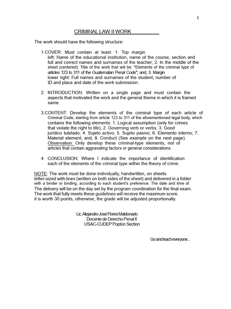 Criminal Law II Assignment | PDF | Murder