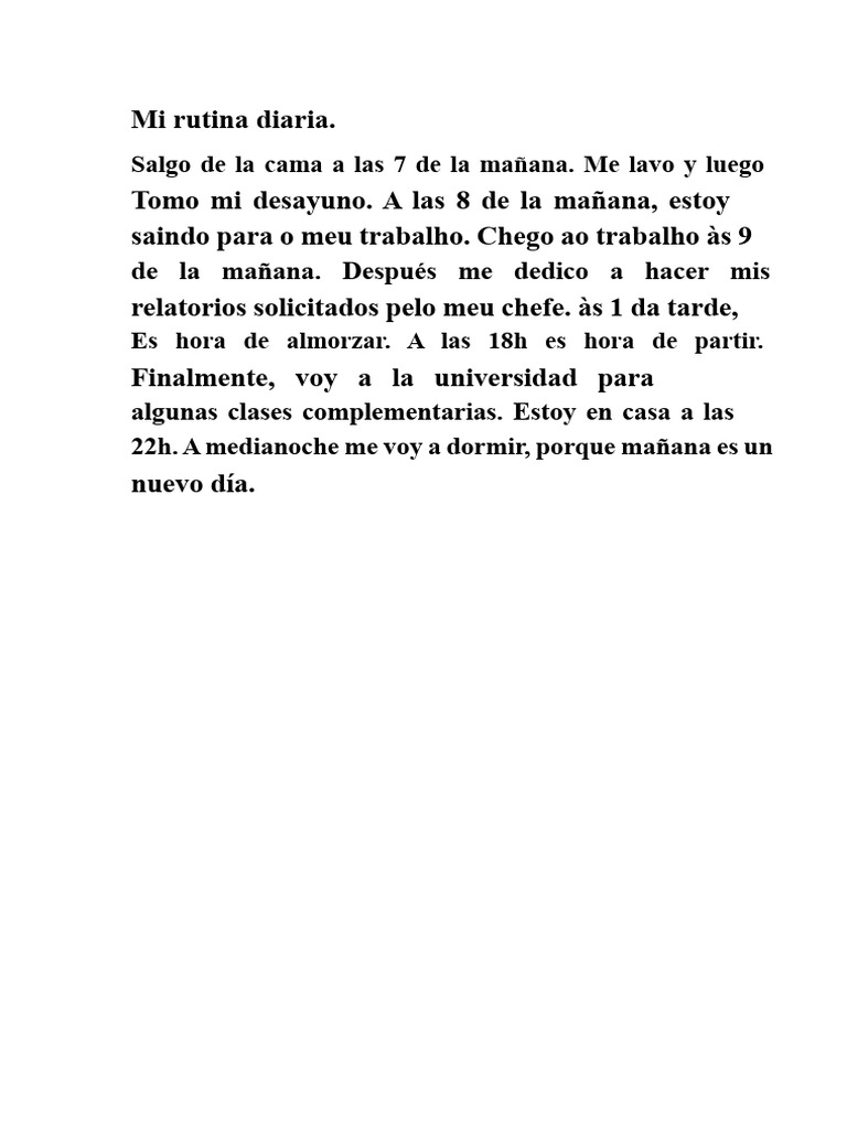 Mi rutina diaria.docx | PDF