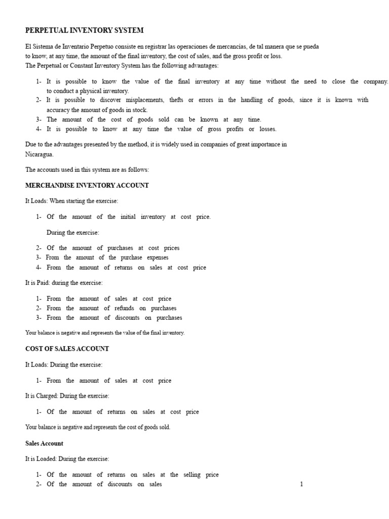 Perpetual Inventory System Explained | PDF | Cost Of Goods Sold ...