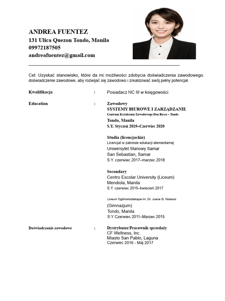 Sample Resume Osm Palomino | PDF