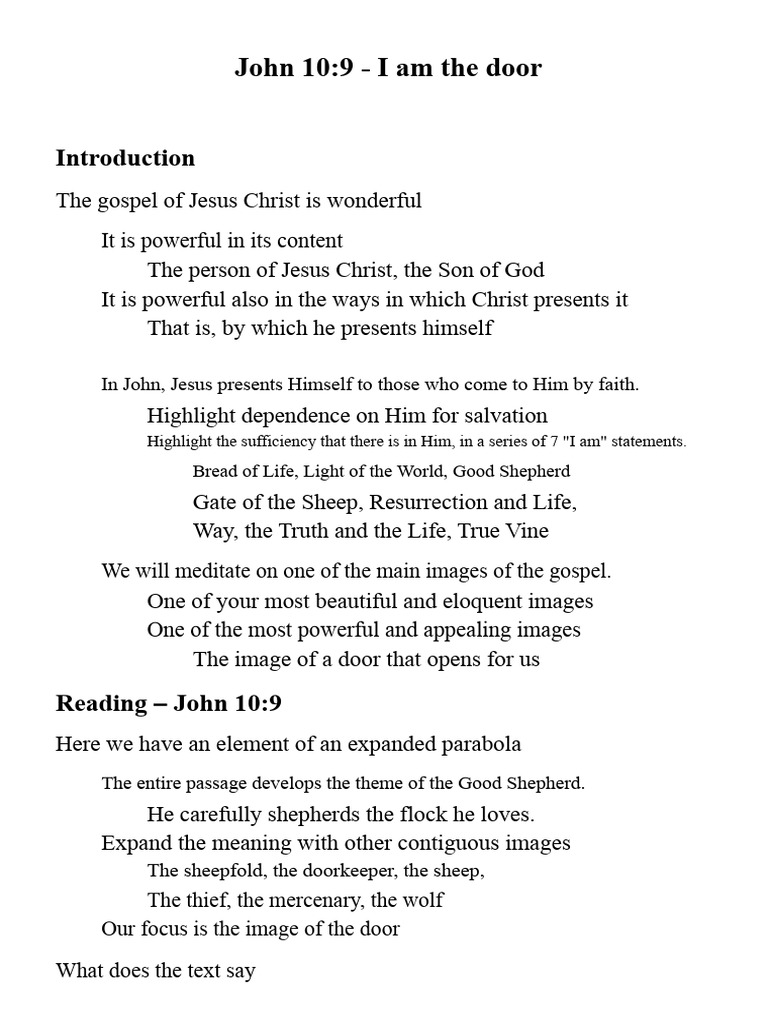 Sermon John 10:9 - I Am the Door | PDF | Jesus | Salvation