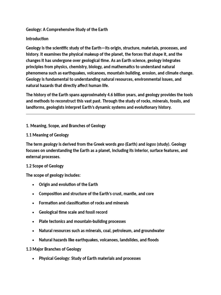 Comprehensive Geology Study Guide | PDF | Geology | Rock (Geology)