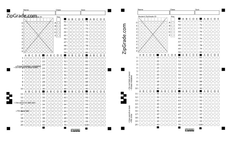ZipGrade 100 Items 2 Copies | PDF