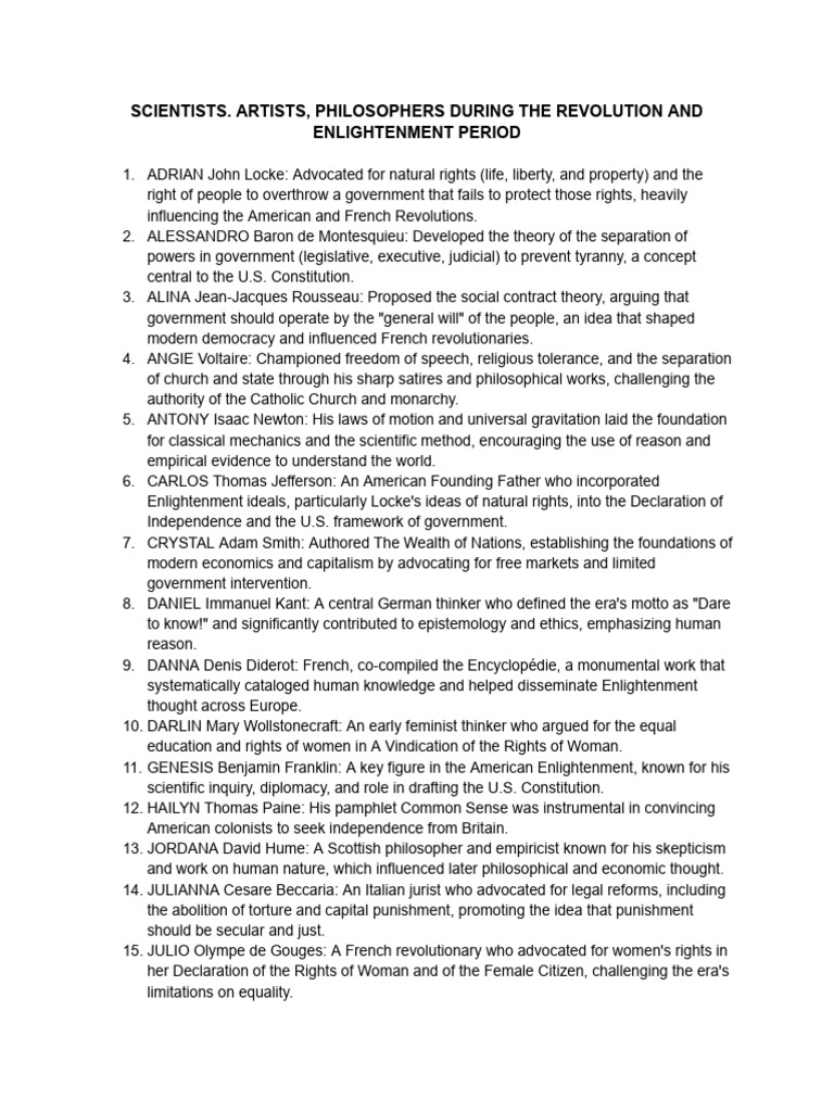 The Revolution and Enlightenment Scientists | PDF | Age Of Enlightenment