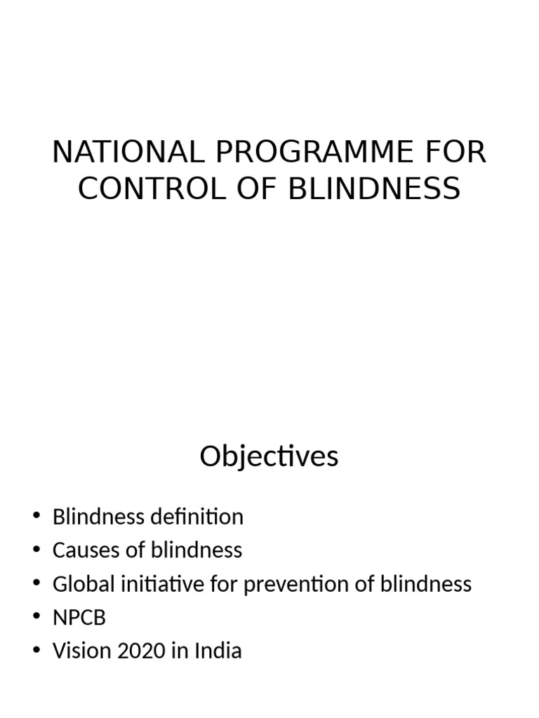 National Programme for Control of Blindness | PDF | Visual Impairment ...