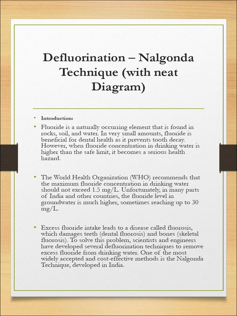 Nalgonda Technique for Fluoride Removal | PDF | Water Purification ...