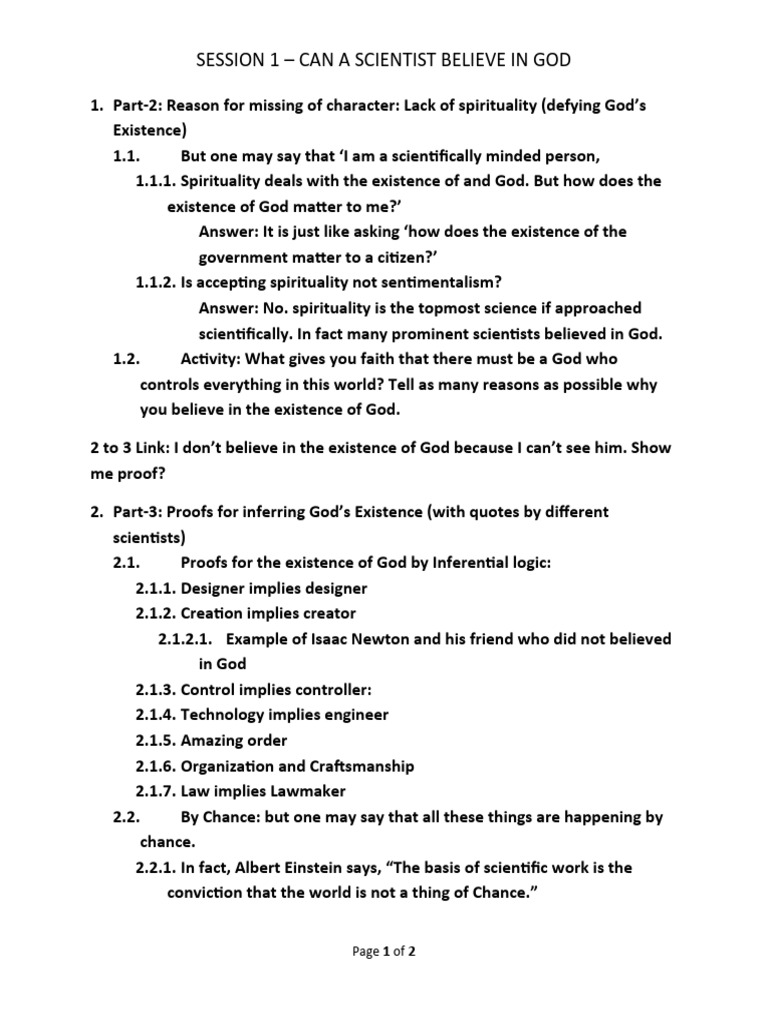 Scientist's Faith: Evidence for God | PDF