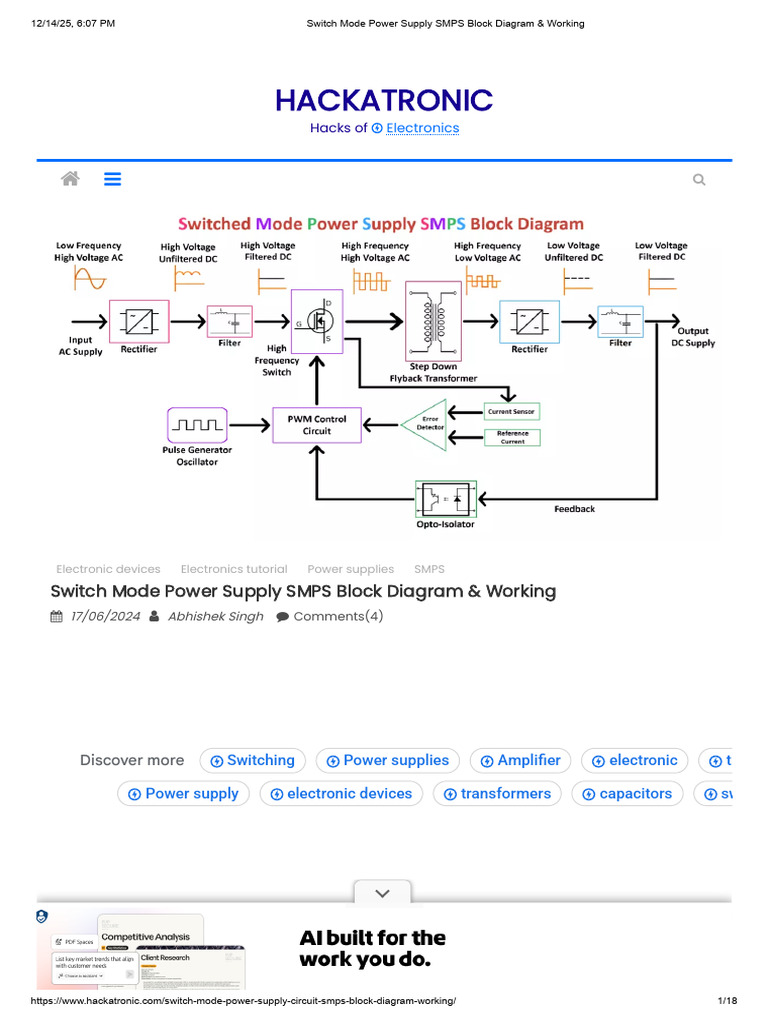 SMPS Block Diagram & Working Explained | PDF | Power Supply | Rectifier