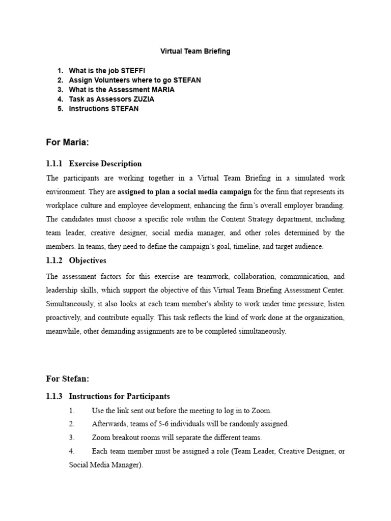 Virtual Team Briefing | PDF | Leadership | Industrial And ...