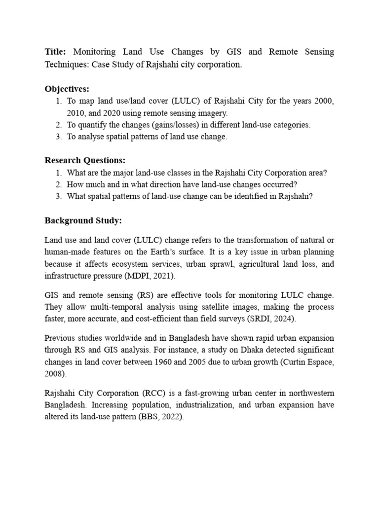 GIS Analysis of Land Use Changes in Rajshahi | PDF