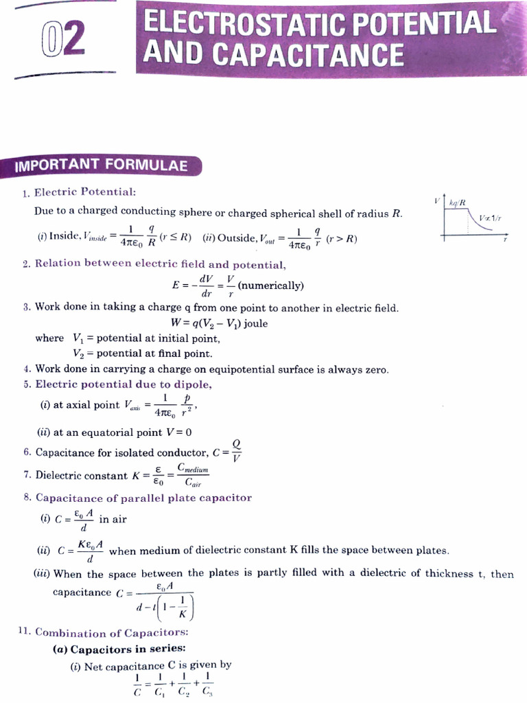 ELECTRIC POTENTIAL & CAPACITANCE(M.C.Q.) | PDF | Capacitance | Capacitor