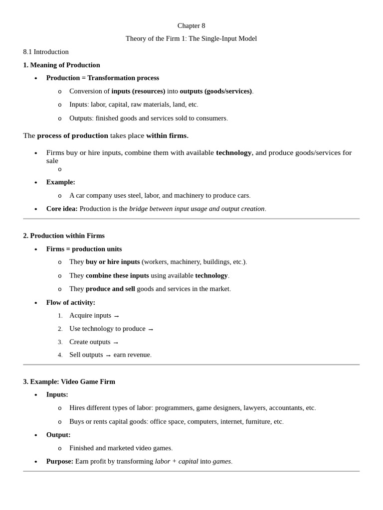 Chapter 8- PRODUCTION UNIT | PDF | Production Function | Microeconomics
