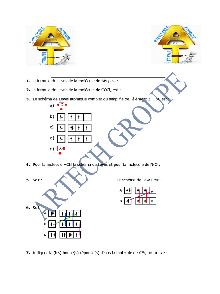 Fiche TD Chimie : Liaison et Schémas de Lewis | PDF | Liaison chimique ...