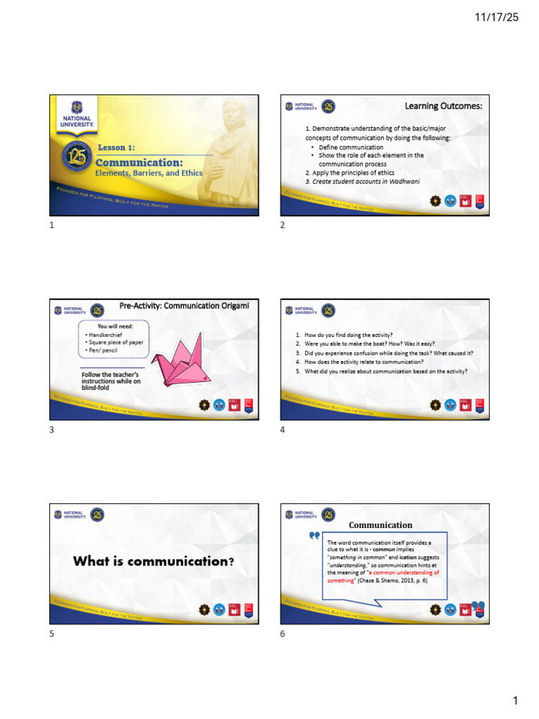Communication Elements and Ethics Guide | PDF | Communication | Cognition