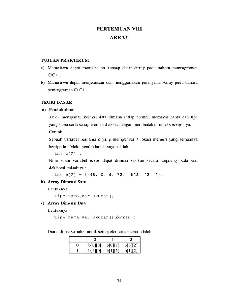 Praktikum Algoritma Dan Pemrograman - 8 - Array | PDF