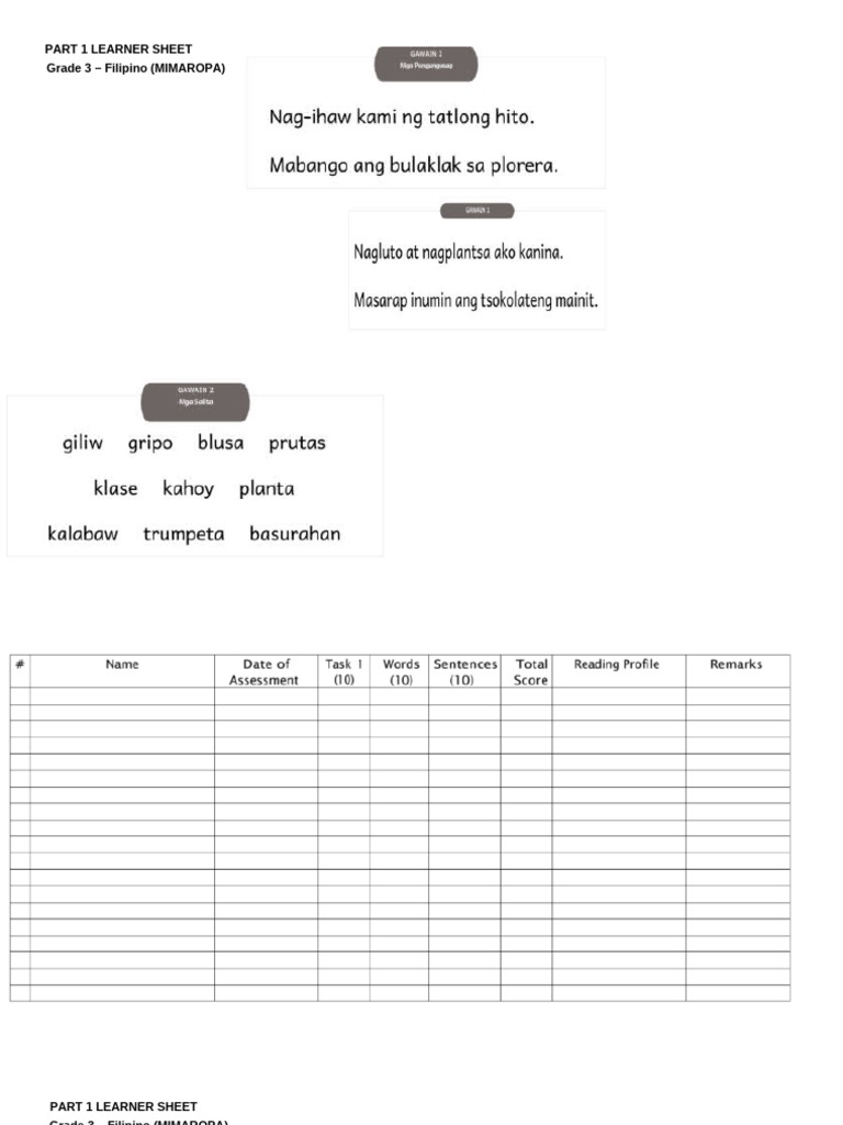 MCRLA MIMAROPA G3 Filipino and English | PDF