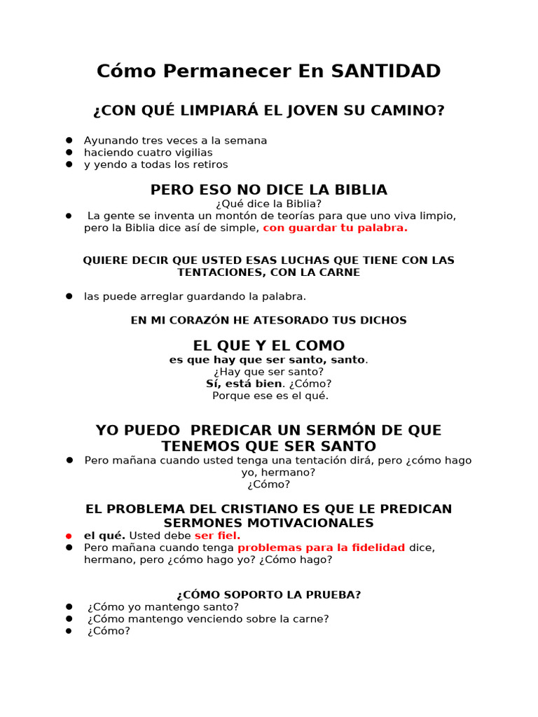 Cómo Permanecer En SANTIDAD | PDF | Fe | Adulterio