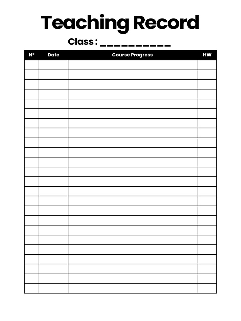 Homework Tracker Record Sheet in Colorful Simple Style | PDF