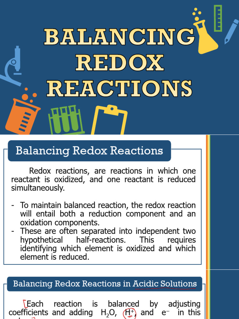 Balancing Redox Reactions Guide | PDF | Chemical Reactions | Redox