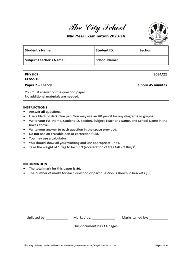 Physics-P2-10-23 | PDF | Force | Waves