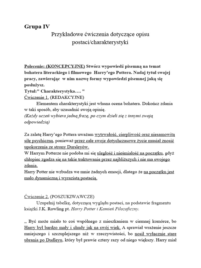 Opis Postaci | PDF