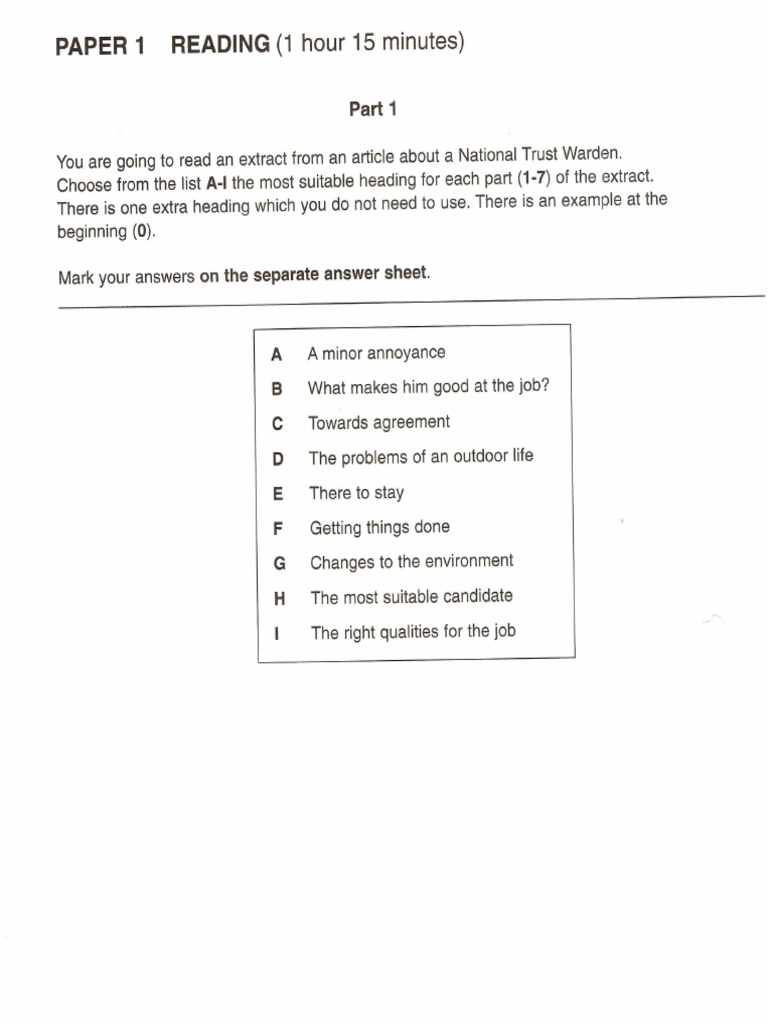 Fce Reading 1 | PDF