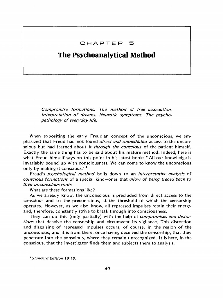 CHAPTER 5 - The Psychoanalytical Method - 1976 - Freudianism | PDF ...